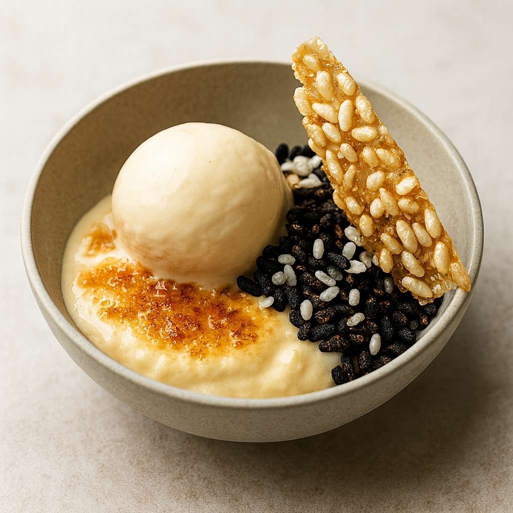 Caramelized Rice Crisps with Puffed Rice & Ice Cream