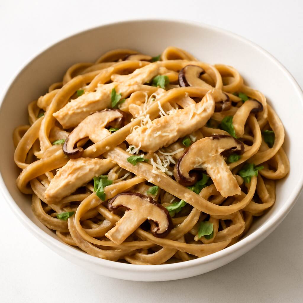 Chicken Fettuccine with Shiitake Mushrooms