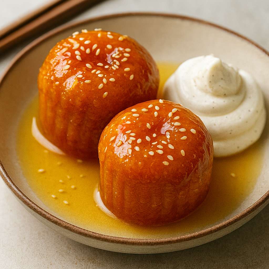 Citrus Rum Baba with Apricot Glaze & Vanilla Cream