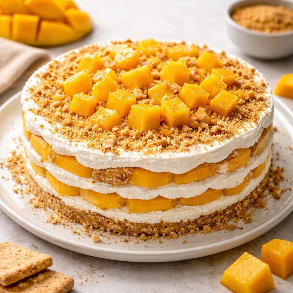 Creamy Mango Graham Icebox Cake (No Bake)