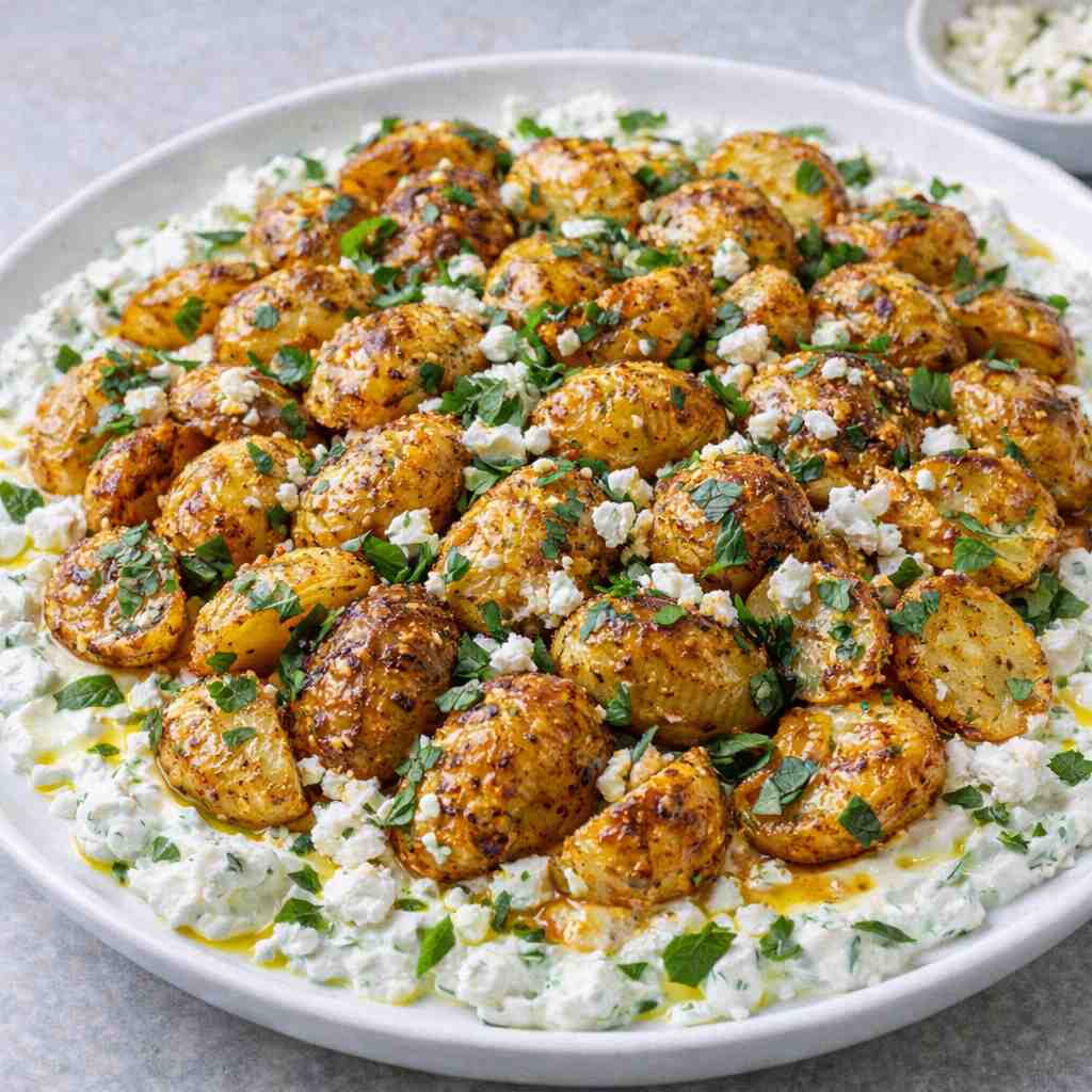 Crispy Greek-Style Potatoes with Tzatziki