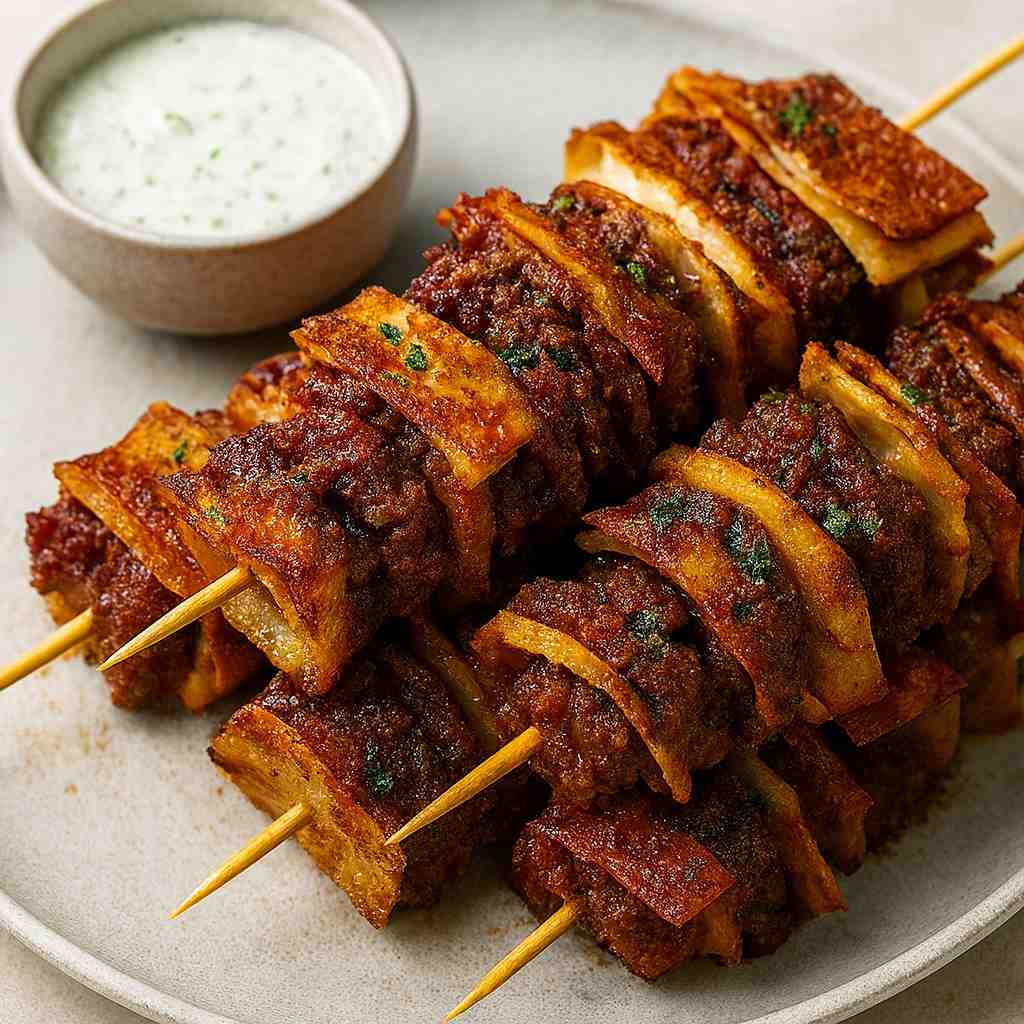 Crispy Oven-Baked Tortilla Kebab Stacks