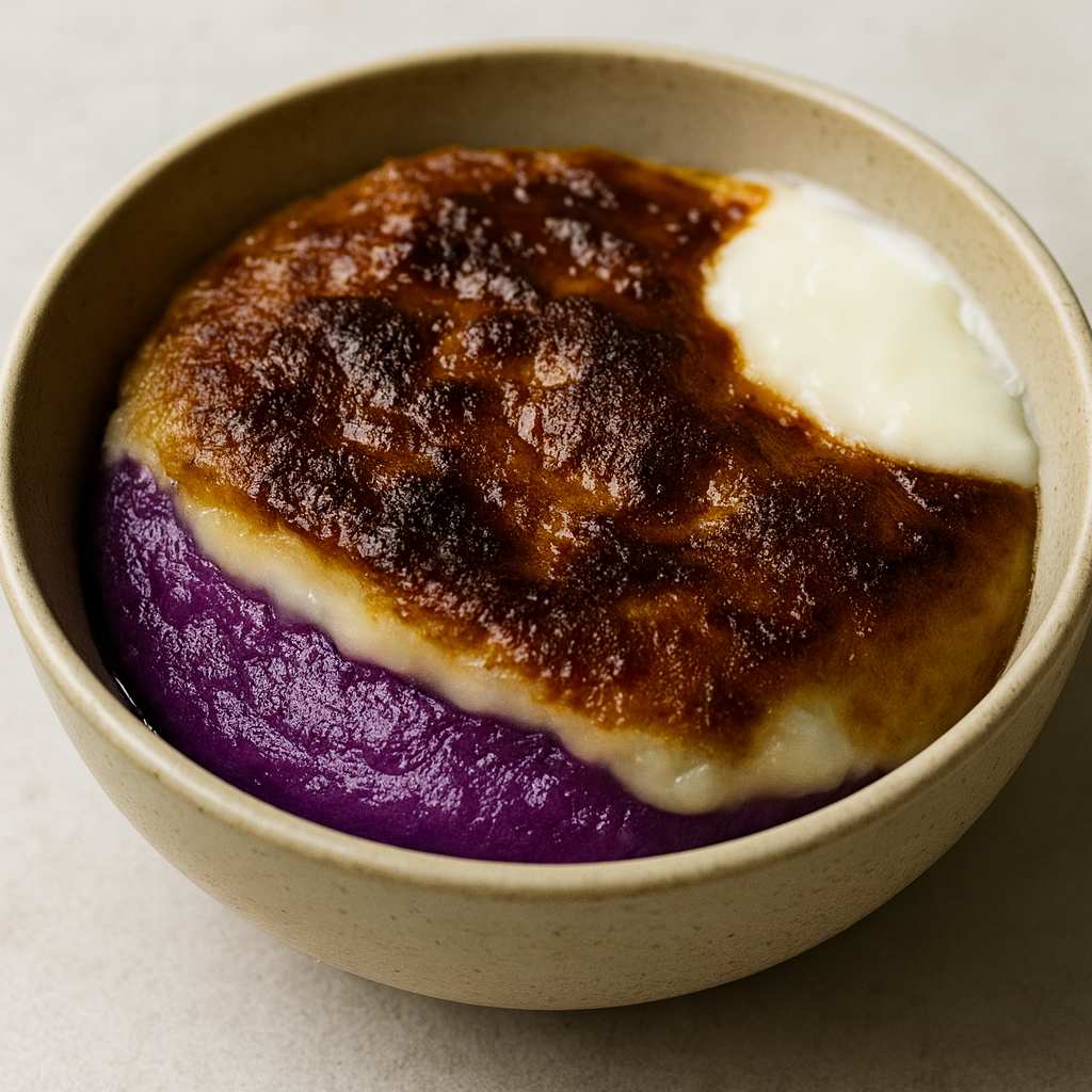 Inutak – Creamy Ube Coconut Rice Cake with Caramel Top - RecipeShare App