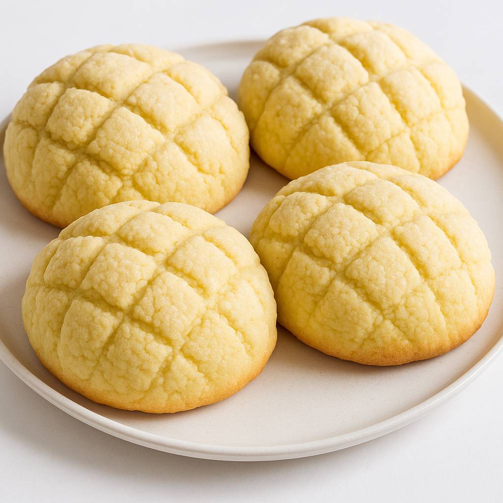 Fluffy Japanese Melon Pan with Crispy Cookie Crust