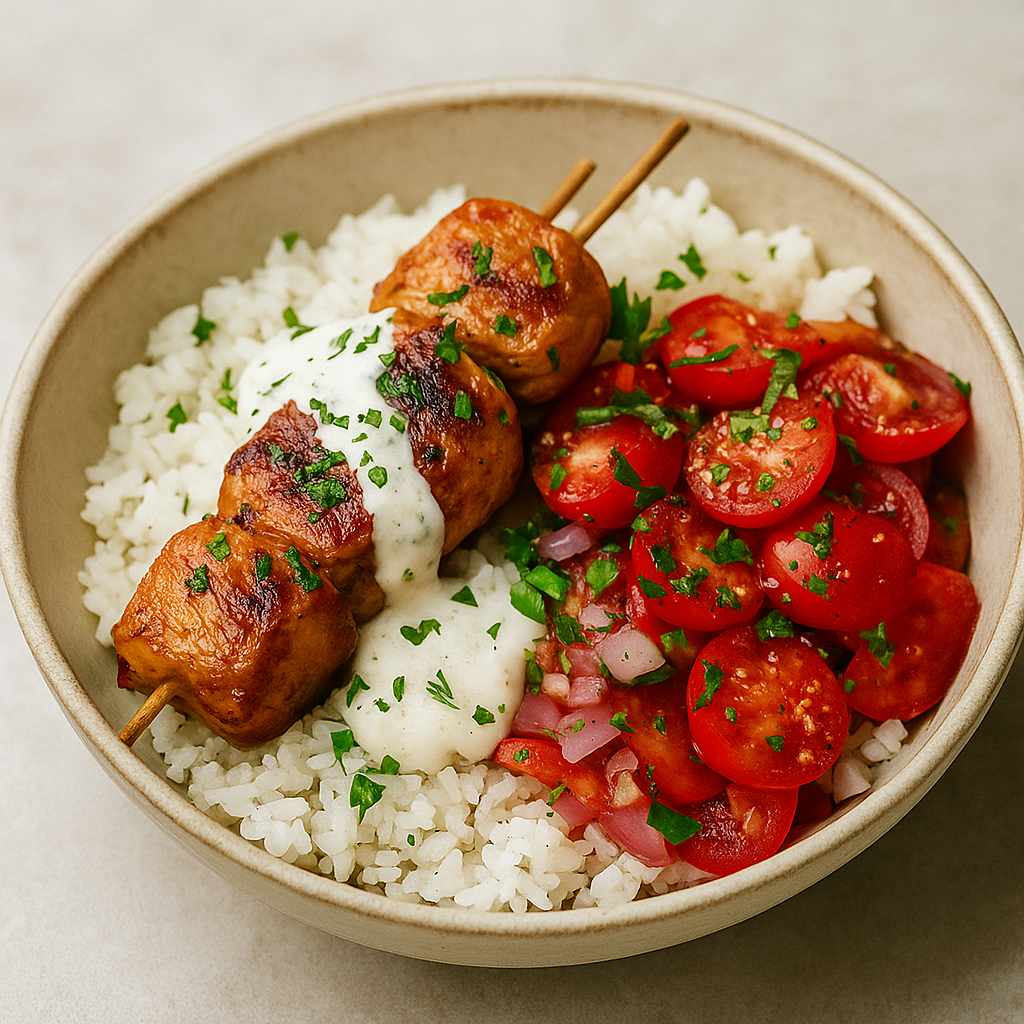 Charred Middle Eastern Chicken Bowls + Garlic