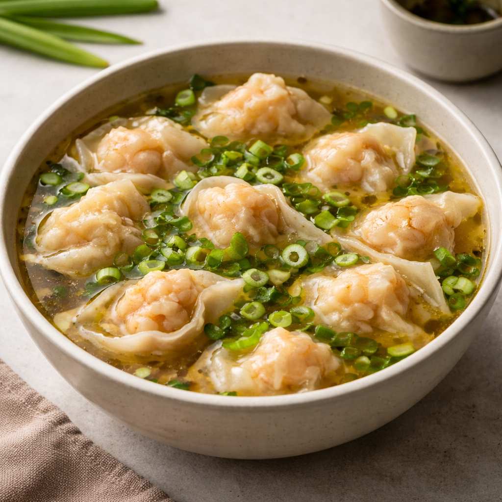 Pancit Molo Soup with Shrimp Pork Chicken Wontons