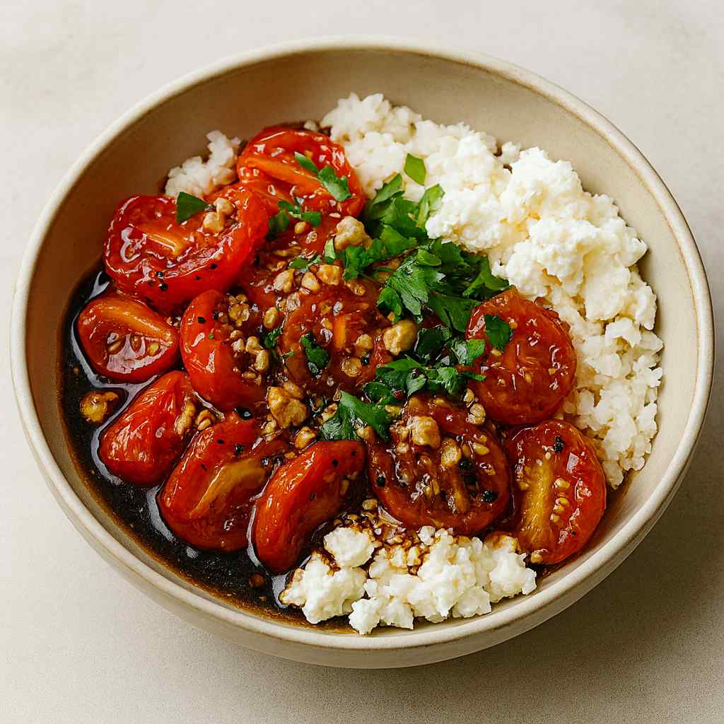 Roasted Cherry Tomato Meze with Smashed Feta