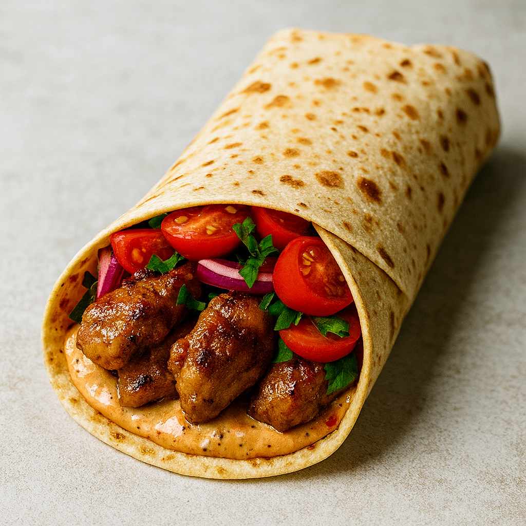 Juicy Sheet Pan Chicken Kefta Wraps with Garlic Sauce